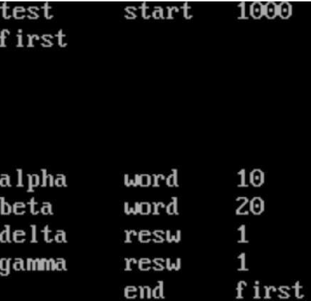 (SIC Programming)Defines the 1 word variables delta | Chegg.com