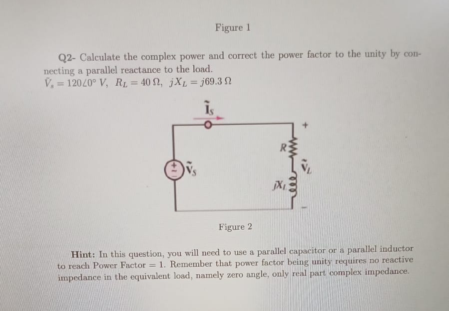 Solved Figure 1Q2- ﻿Calculate the complex power and correct | Chegg.com