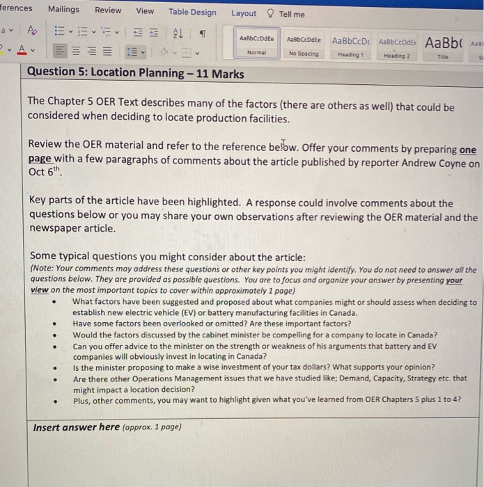 Solved ferences Mailings Review View Table Design Layout | Chegg.com