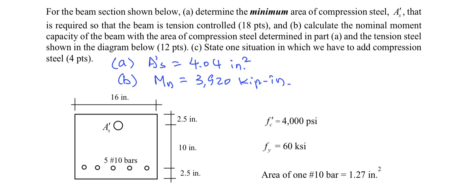 For the beam section shown below, (a) ﻿determine the | Chegg.com