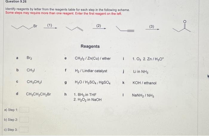 Solved thank you!!!Identify reagents by letter from the | Chegg.com