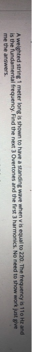 Solved A weighted string 1 meter long is shown to have a | Chegg.com