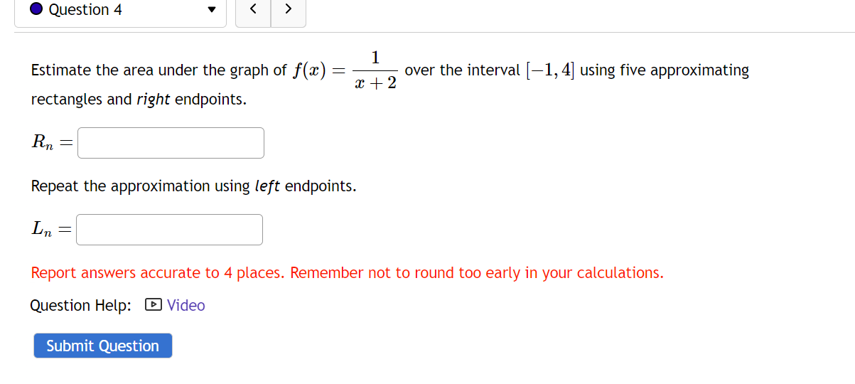Solved Estimate the area under the graph of f(x)=1x+2 ﻿over | Chegg.com