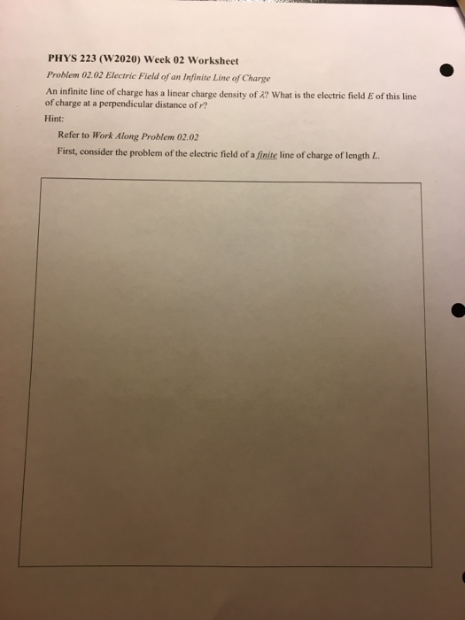 Solved PHYS 223 (W2020) Week 02 Worksheet Problem 02.02 | Chegg.com