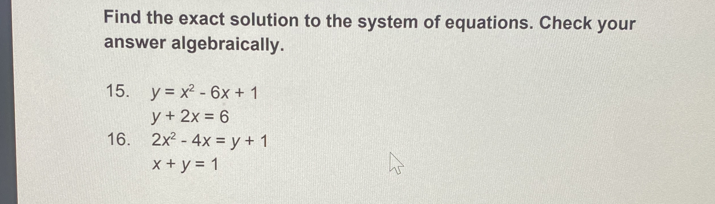 Solved Find the exact solution to the system of equations. | Chegg.com