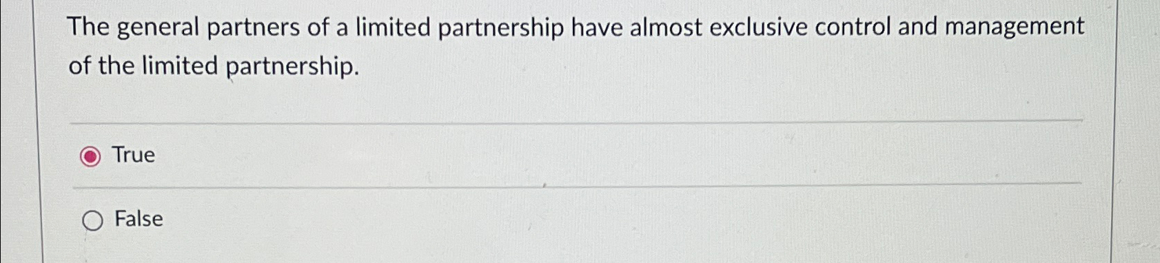 Solved The general partners of a limited partnership have | Chegg.com