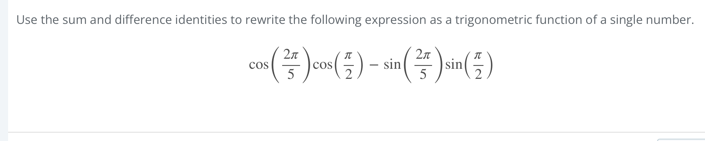 Solved Use the sum and difference identities to rewrite the | Chegg.com