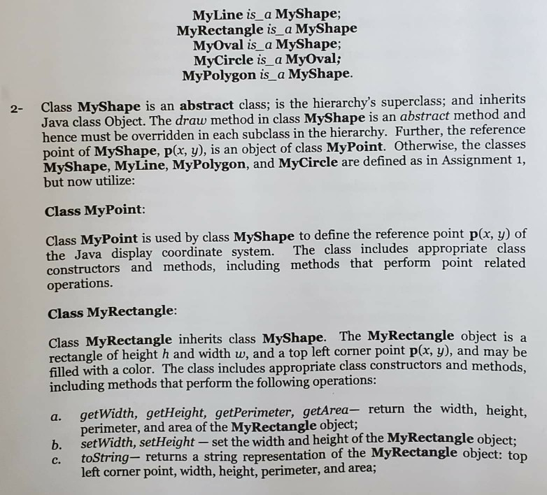 MyLine is a MyShape; MyRectangle is_a MyShape MyOval | Chegg.com