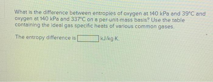 Solved What is the difference between entropies of oxygen at | Chegg.com