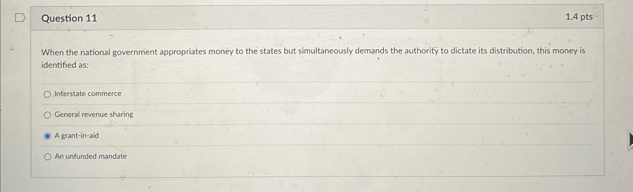 Solved Question 111.4 ﻿ptsWhen the national government | Chegg.com