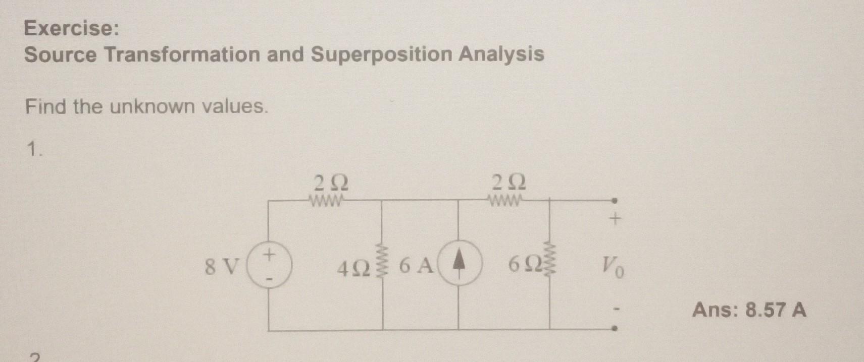 Solved Exercise Source Transformation And Superposition