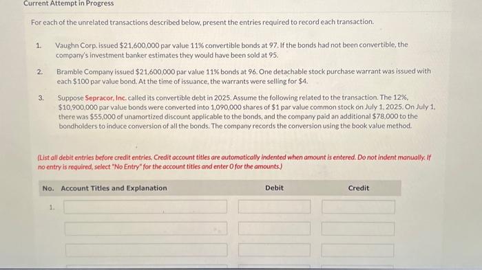 Solved For each of the unrelated transactions described | Chegg.com