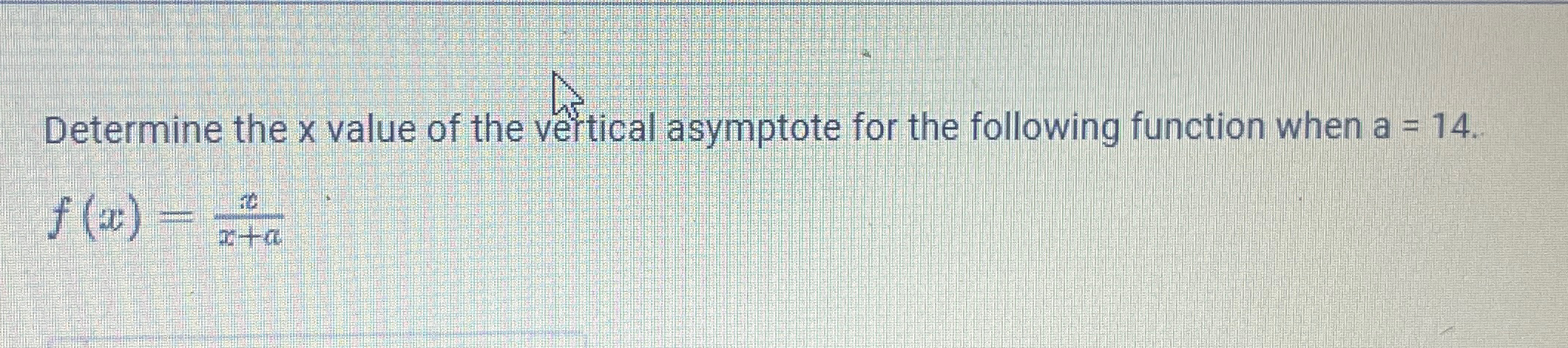 Solved Determine the x ﻿value of the vertical asymptote for | Chegg.com
