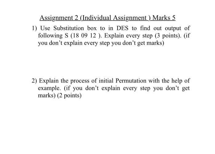 Solved Assignment 2 (Individual Assignment) Marks 5 1) Use | Chegg.com