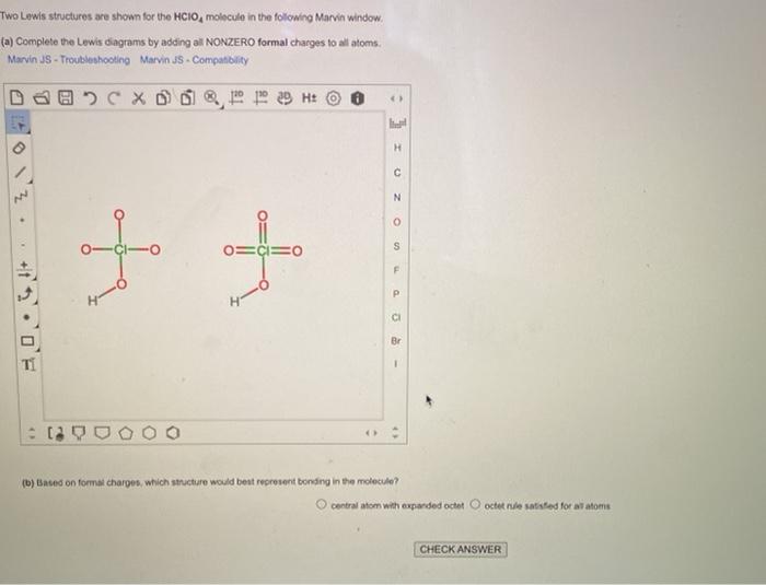 Solved Two Lewis structures are shown for the HCIO, molecule | Chegg.com