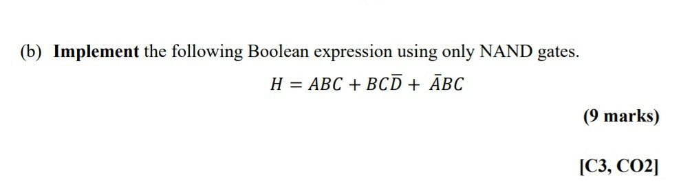 Solved (b) Implement the following Boolean expression using | Chegg.com