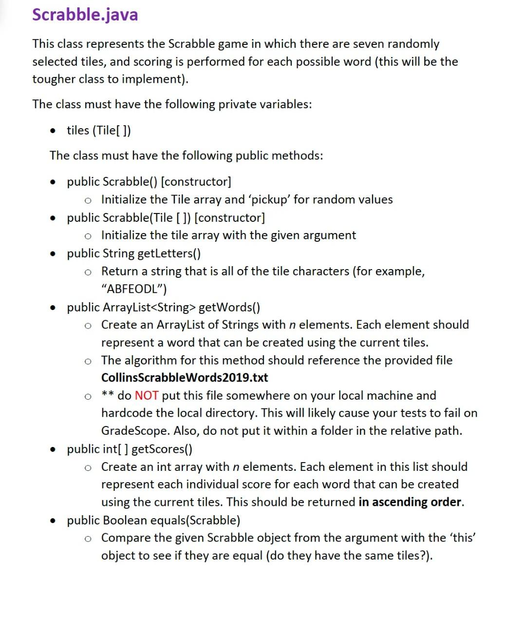 Solved Tile.java This class represents a single Scrabble | Chegg.com