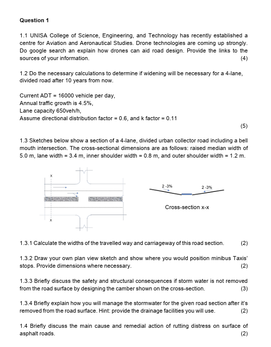 Solved Question 1 1.1 ﻿UNISA College of Science, | Chegg.com