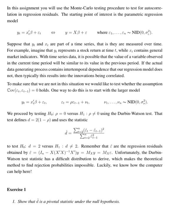 In this assignment you will use the Monte-Carlo | Chegg.com