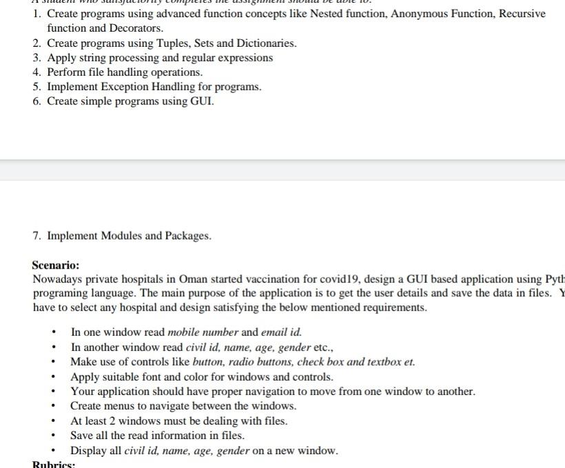 Solved 1. Create programs using advanced function concepts | Chegg.com