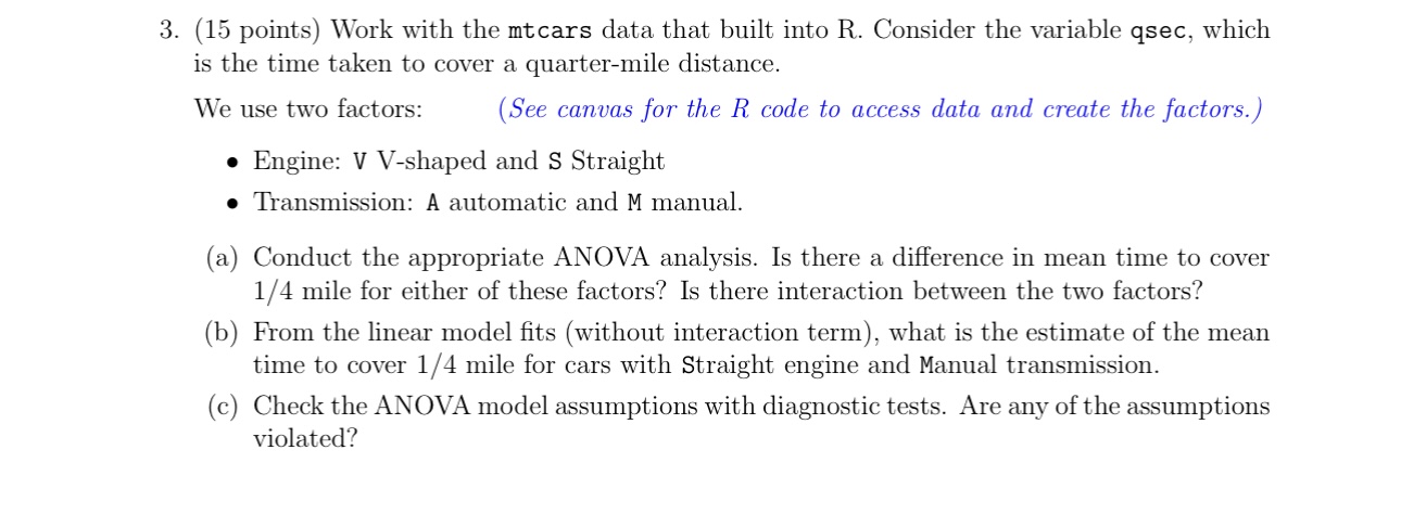 Solved (15 ﻿points) ﻿Solve the problem using R programming | Chegg.com