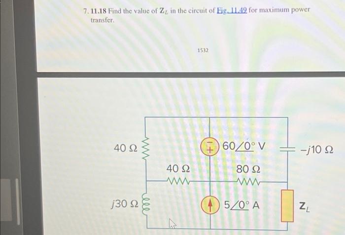 Solved 7.11.18 Find the value of ZL in the circuit of Eg. | Chegg.com