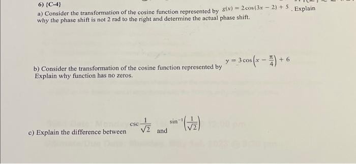 Solved 6) {C-4} a) Consider the transformation of the cosine | Chegg.com
