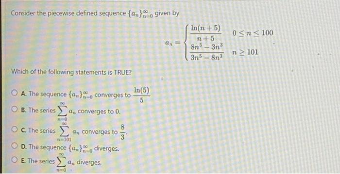 Solved Consider the piecewise defined sequence {an}n=0∞ | Chegg.com
