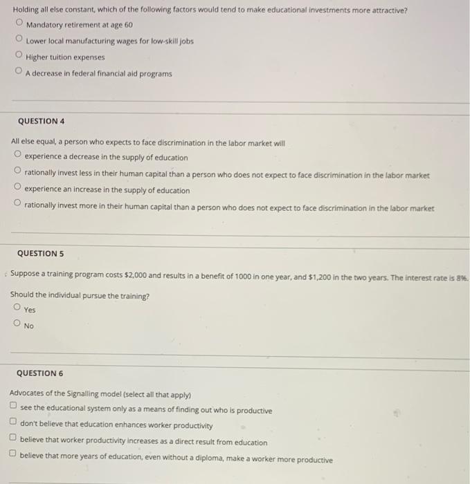 Solved Holding all else constant, which of the following | Chegg.com