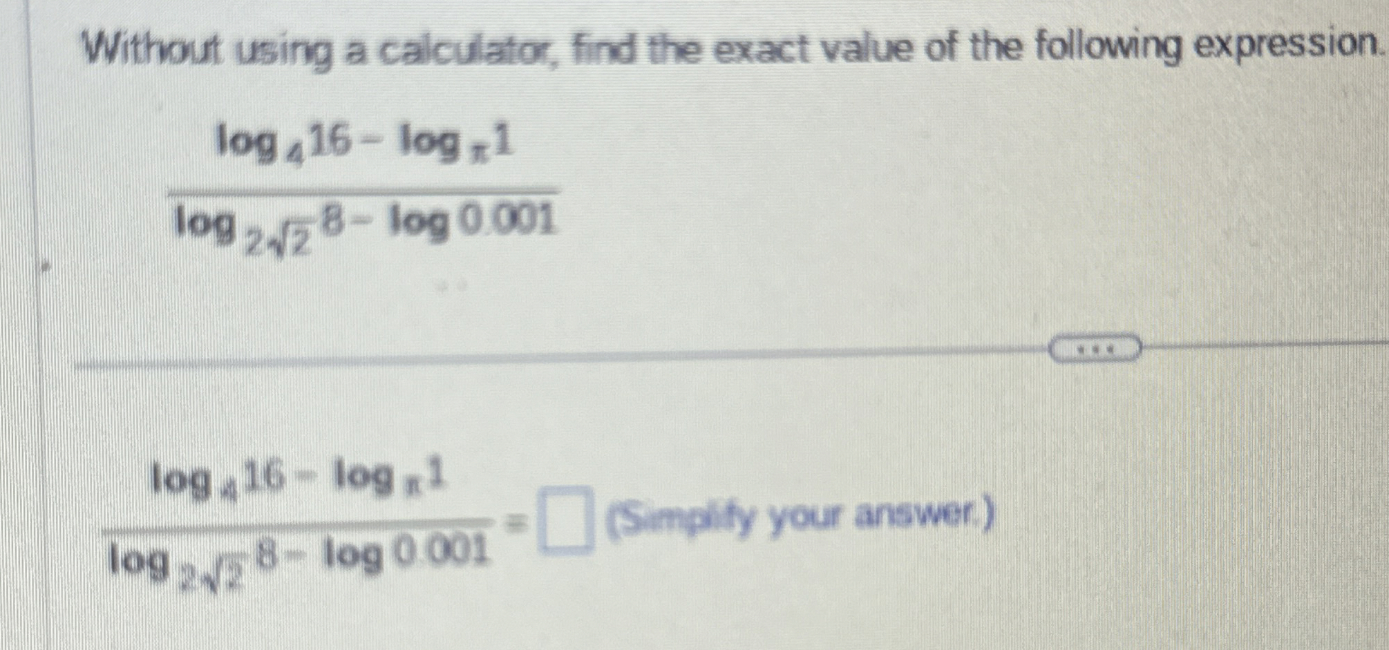 Solved Without using a calculato, find the exact value of | Chegg.com