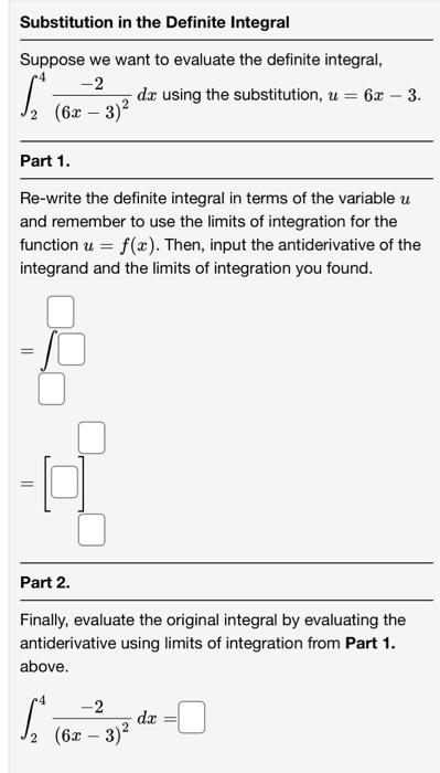 Solved Substitution in the Definite Integral Suppose we want | Chegg.com