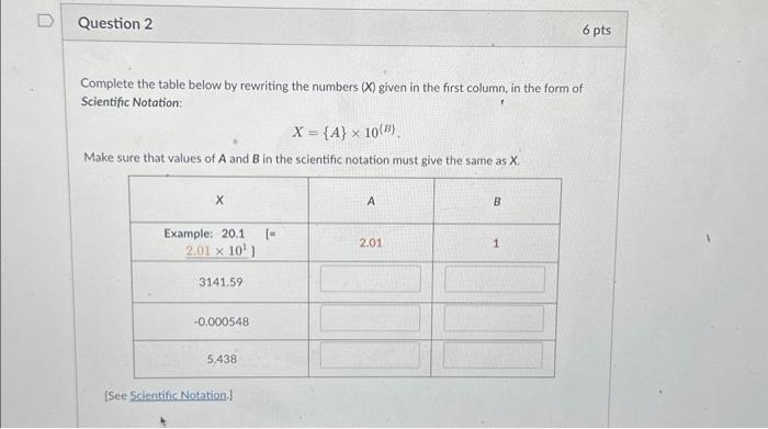 Solved Complete the table below by rewriting the numbers (X) | Chegg.com
