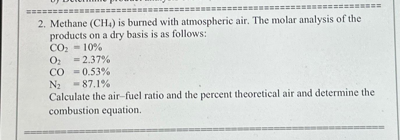 Solved Methane (CH4) ﻿is burned with atmospheric air. The | Chegg.com