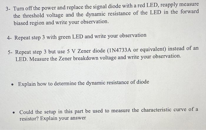 Solved 3- Turn off the power and replace the signal diode | Chegg.com