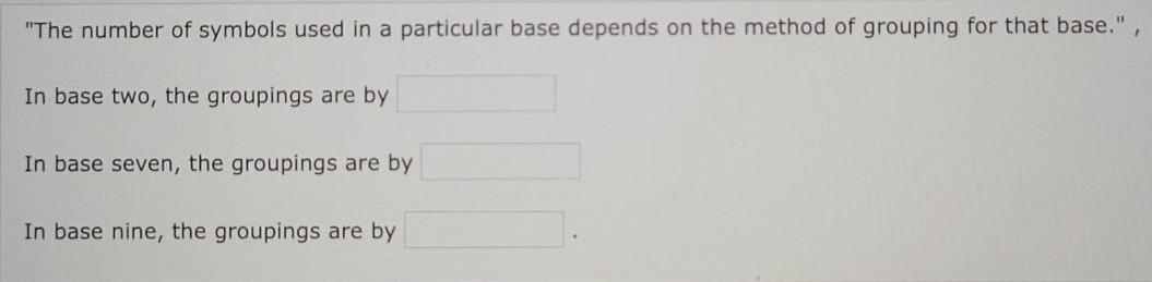 Solved "The number of symbols used in a particular base | Chegg.com