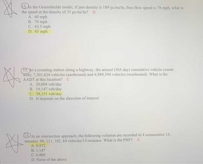 Solved In the Greenshields model, if jam density is 189 | Chegg.com