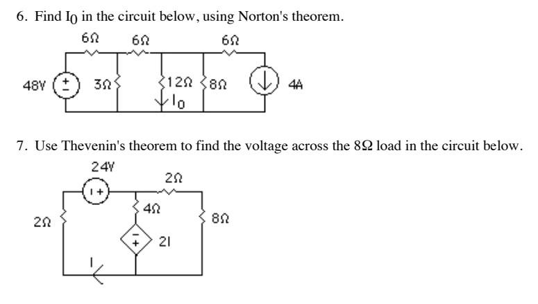 Solved 6. Find Io in the circuit below, using Norton's | Chegg.com