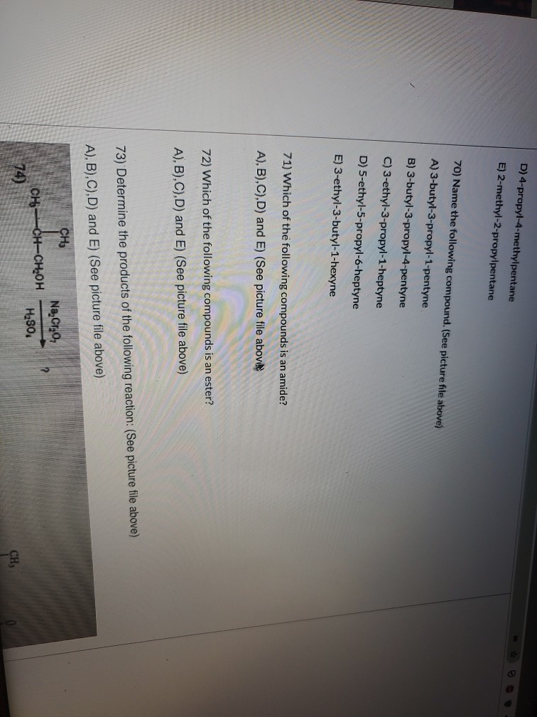 Solved D) 4-propyl-4-methylpentane E) | Chegg.com