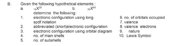 Solved B. a Given the following hypothetical elements : 14X2 | Chegg.com