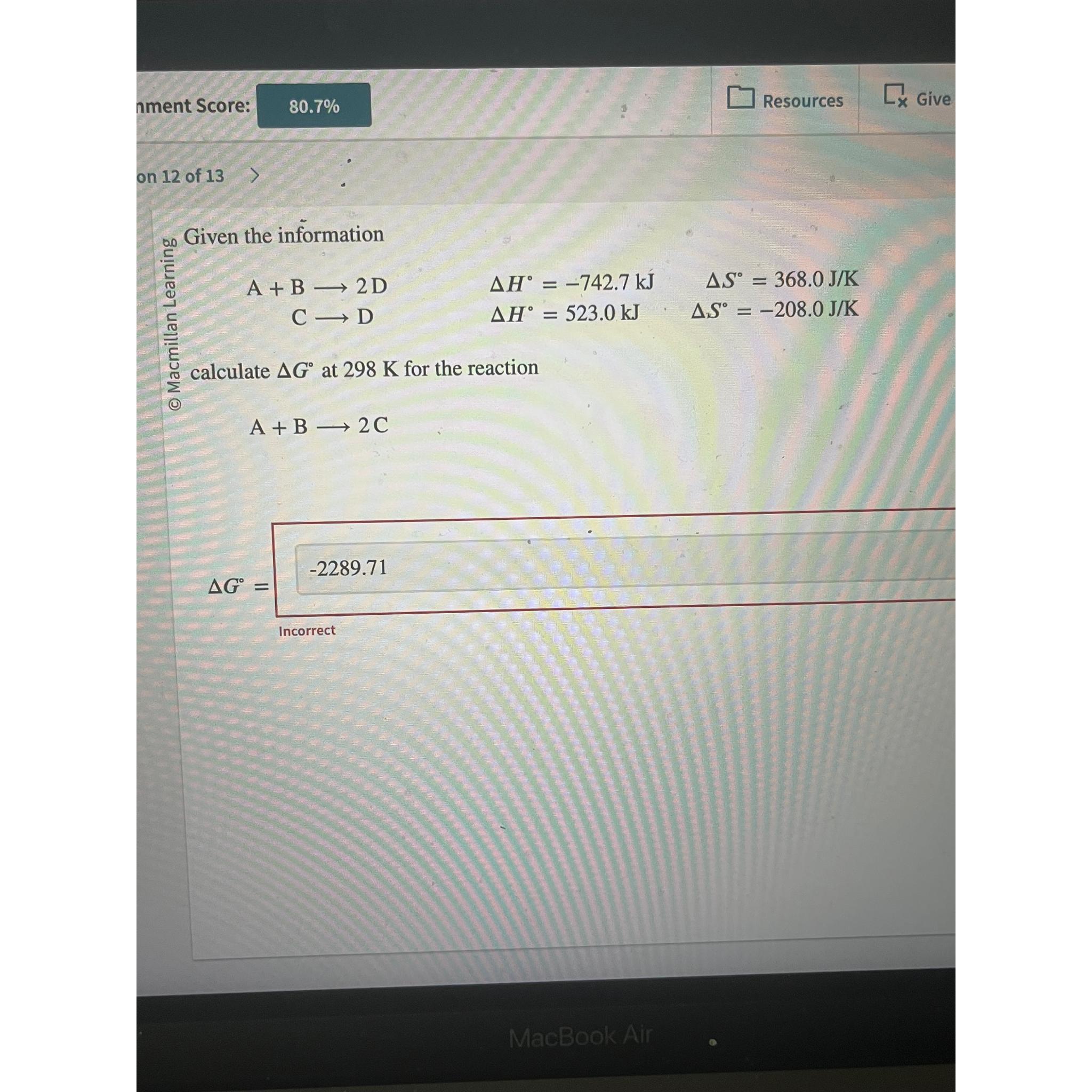Solved nment Score:\\nResources\\nGive\\non 12 of | Chegg.com