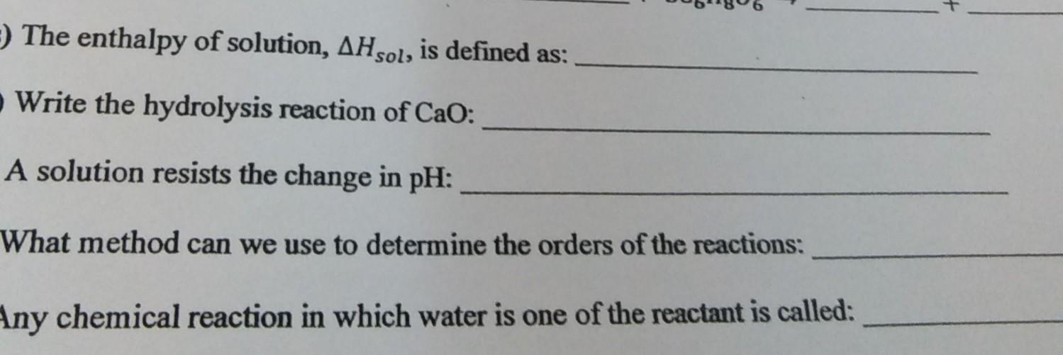 Solved The enthalpy of solution, ΔHsol, , is defined as: | Chegg.com