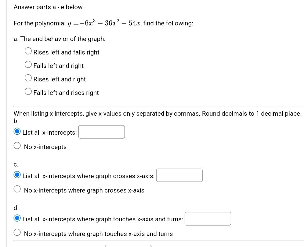 Solved Answer parts a - ﻿e below.For the polynomial | Chegg.com