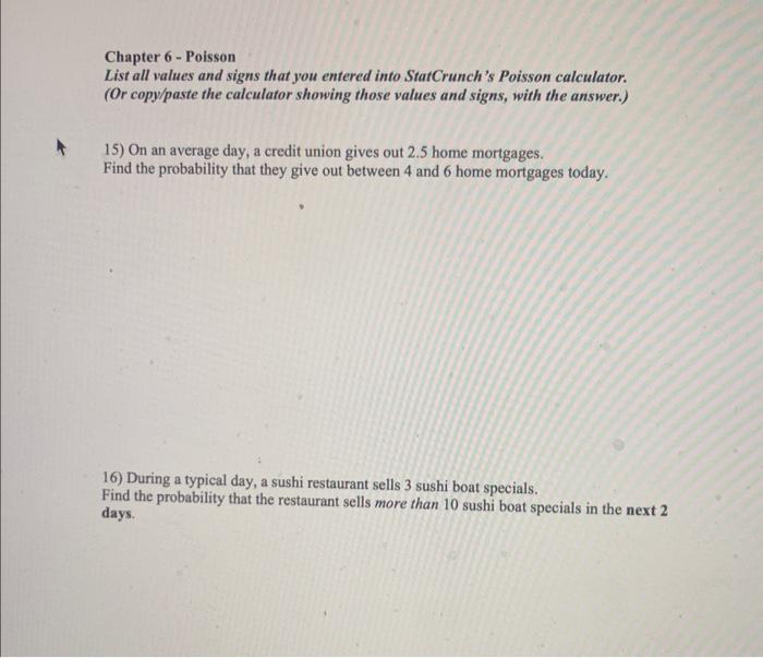 Solved Chapter 6 - Poisson List all values and signs that | Chegg.com