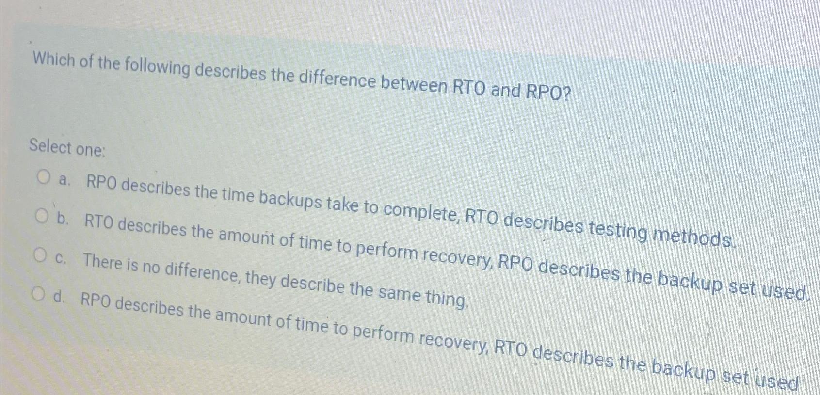 Solved Which of the following describes the difference | Chegg.com