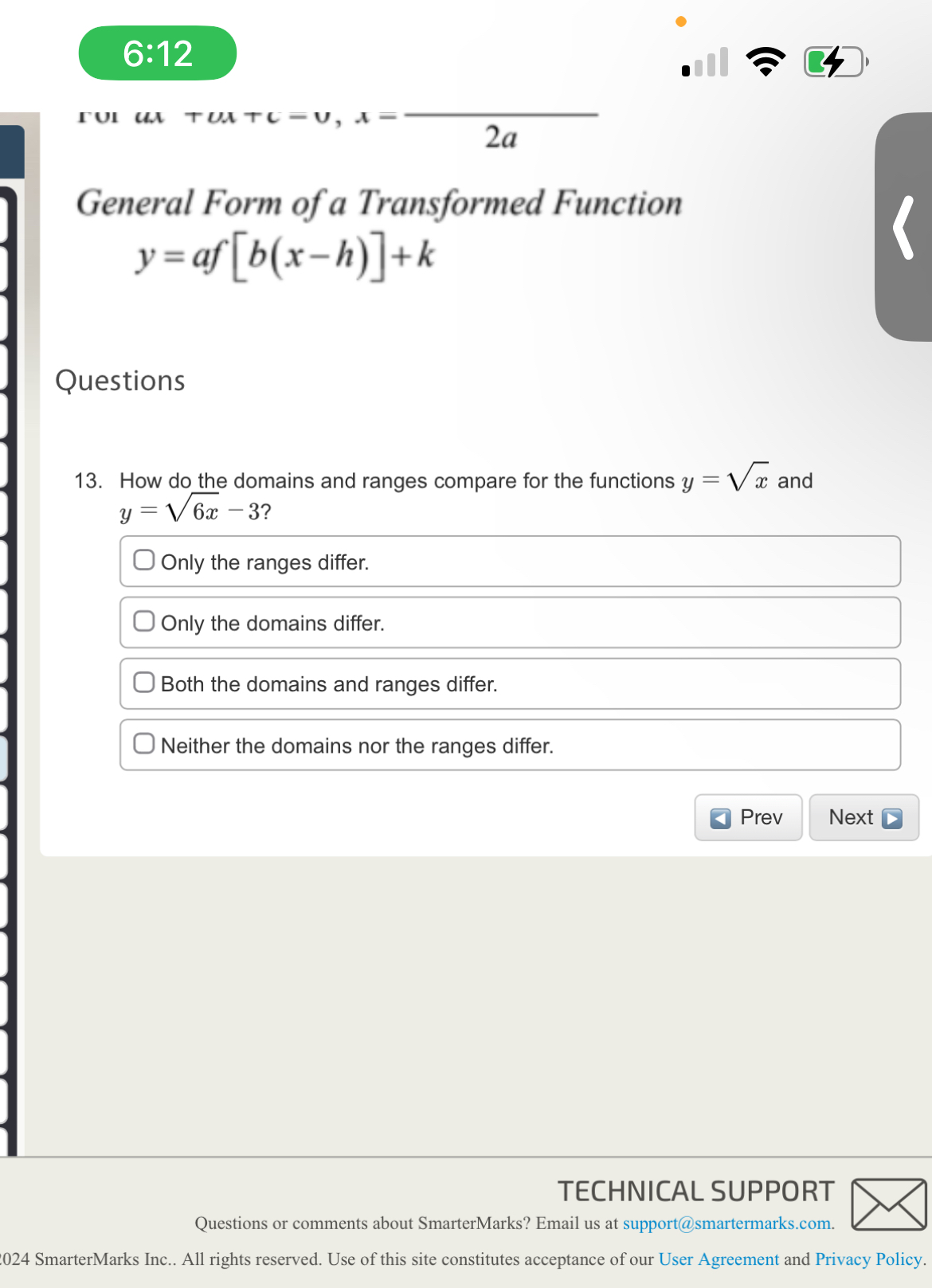 Solved General Form of a Transformed | Chegg.com