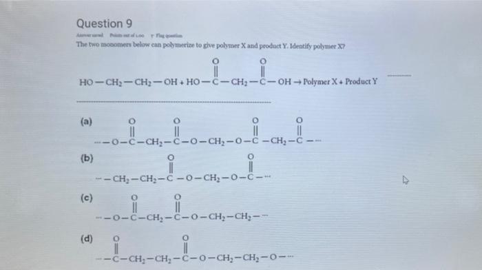 Solved Question 9 The two monomers below can polymerize to | Chegg.com