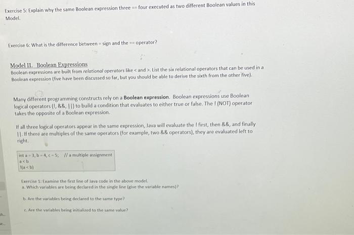 Solved Model I: Boolean values A boolean is a primary data | Chegg.com