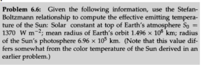 Solved Problem 6.6: Given the following information, use the | Chegg.com