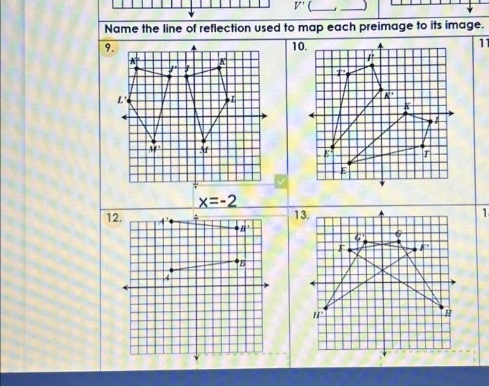 Solved 13.Name the line of reflection used to map each | Chegg.com