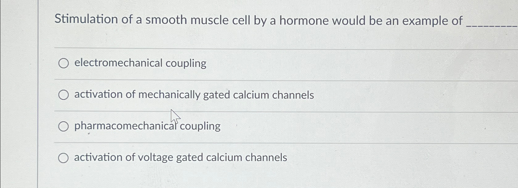 Solved Stimulation of a smooth muscle cell by a hormone | Chegg.com